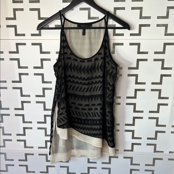 BCBG Paris | Tops | Bcbg Paris Black And Cream Geometric Dress | Poshmark